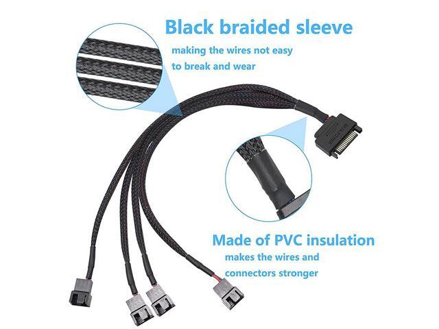 EN-Labs SATA to 3 Pin 4 Pin Fan Sleeved Power Splitter Cable Adapter ...