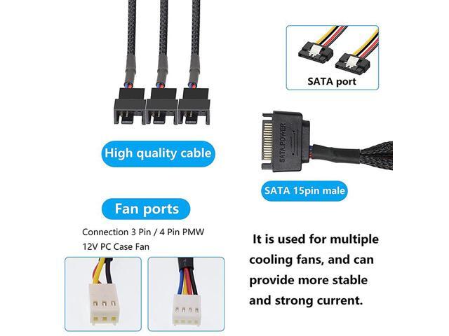EN-Labs SATA to 3 Pin 4 Pin Fan Sleeved Power Splitter Cable Adapter ...