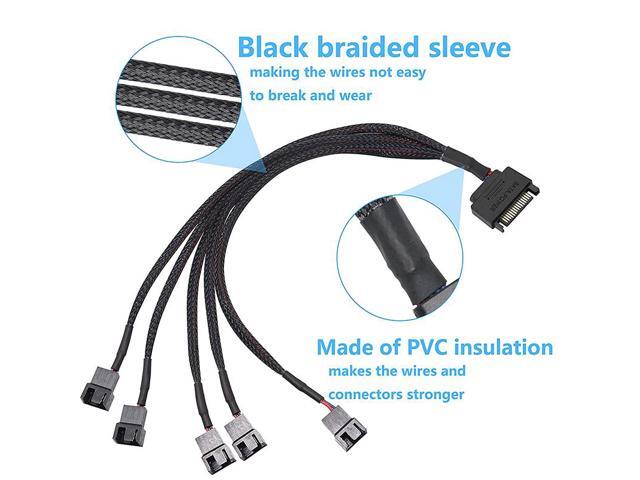EN-Labs SATA to 3 Pin 4 Pin Fan Sleeved Power Splitter Cable Adapter ...