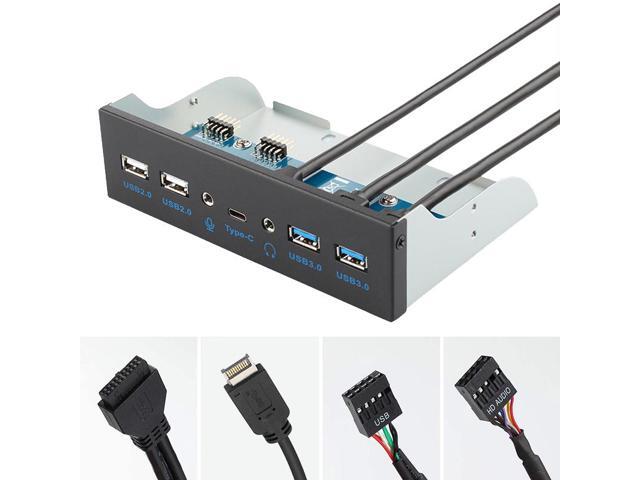 5.25 Inch Front Panel 5 Ports USB Hub w/ HD Audio Output Port ...