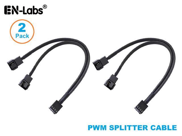 PWM Fan Splitter Cable, PMW 4pin Header 1 to 2 Converter, Black Sleeved ...