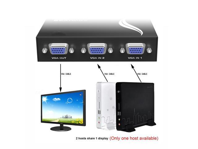 2-Port 2 IN 1 OUT Two Way VGA Video Switch Switcher Selector Box for ...