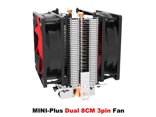 2x6mm Copper heatpipe Heatsink with Dua 80mm 3pin Fan CPU Cooler ...