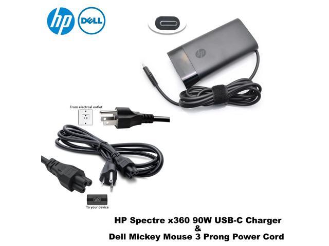 HP Spectre x360 90W USB-C Charger & Dell Mickey Mouse 3-Prong Power ...