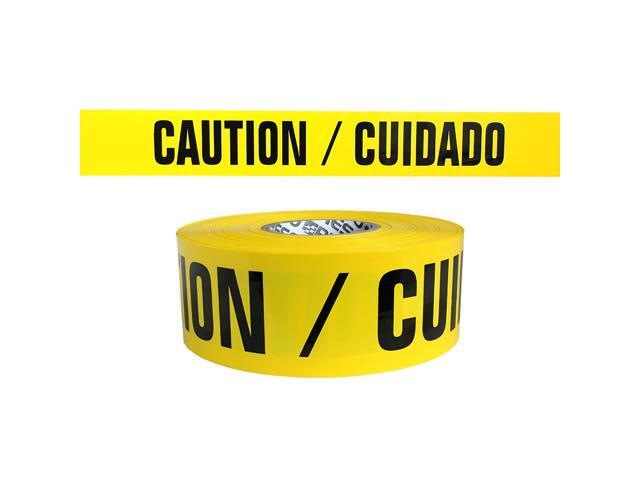 Presco Premium 3 Mil Thick Barricade Tape: 3 in x 1000 ft. (Yellow with Black "CAUTION CUIDADO ...