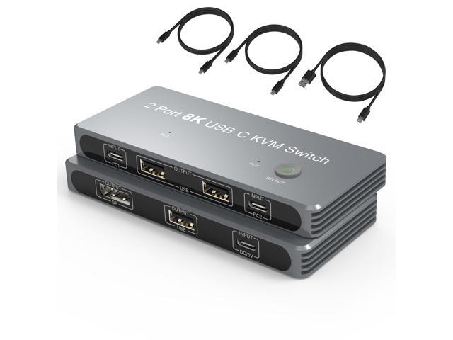 8K USB C KVM Switch, 2 Computer Share 1 Monitor and Keyboard Mouse ...