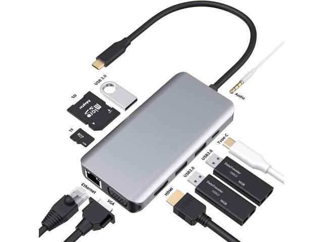 USB C Hub, USB C Adapter, 10 in 1 Type c Hub with 1000M RJ45 Ethernet ...