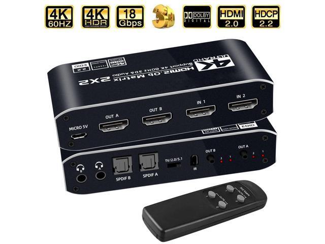 HDMI Matrix 2x2, 4K HDMI Matrix Switch, 1080P 3D, RGB 4:4:4/8:8:8(Dolby ...