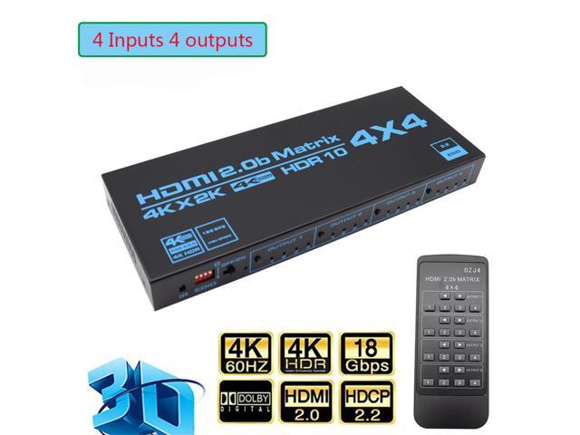 Jansicotek HDMI Matrix Switch 4x4, 4K HDMI Matrix Switcher Splitter 4 ...