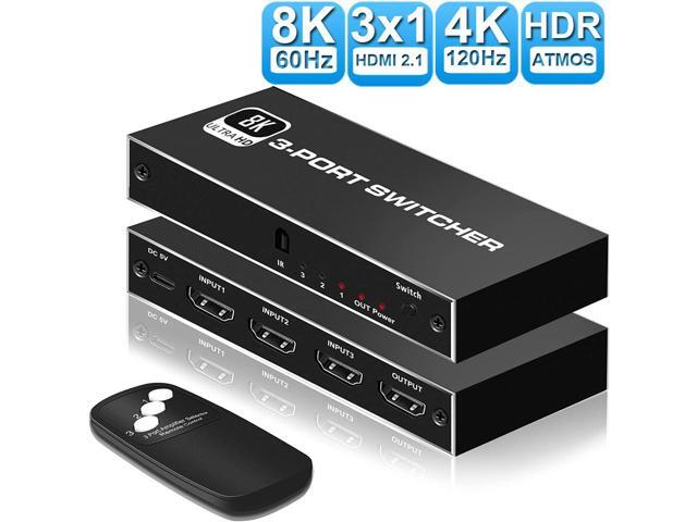 8K@60Hz HDMI Switch, HDMI Switcher Selector Box 3 in 1 Out, 3-Port HDMI ...