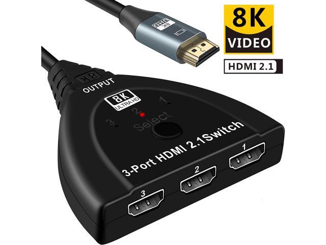 HDMI Switch 8K@60Hz with Pigtail Cable, 3 Port HDMI Switcher Splitter ...
