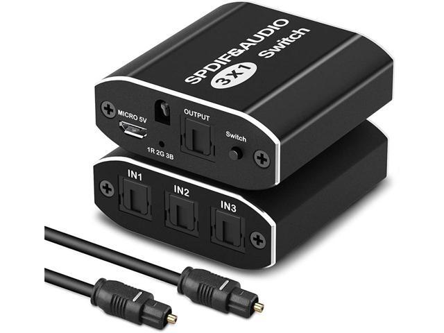 SPDIF/TOSLINK Optical Audio Switch 3x1 with IR Remote, 3 Port TOSLINK ...