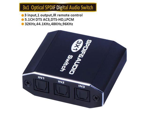 Jansicotek 1X3 Digital Toslink Fiber Optical Splitter 1 in 3 Out Audio ...