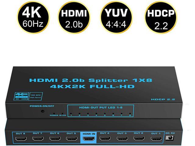 4K 1x8 HDMI Splitter, One in Eight Out Powered 8way HDMI Splitter Audio ...