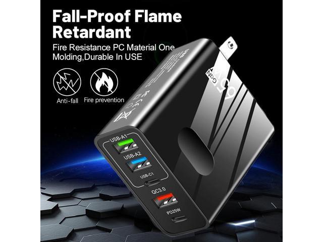 65W GaN USB C Quick Charger QC4.0 QC PD 3.0 TypeC 5 Port Supercharge ...