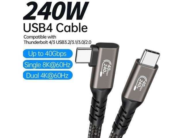 8K 60Hz USB C Charger Cable, Right Angle Nylon Braided USB4.0 USBC to ...