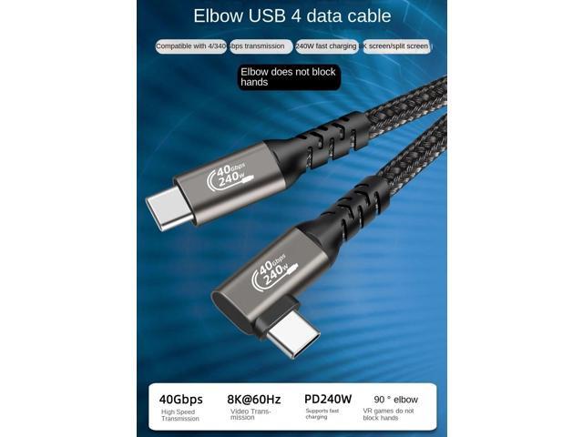 USB 4 Gen 3 Cable - 1.6FT,Right Angle Nylon Braided USB4.0 C to C Cable ...