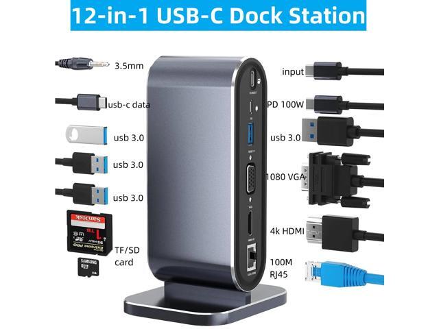 Vertical USB C Laptop Docking Station, 12 in 1 Type C Hub Multiport ...