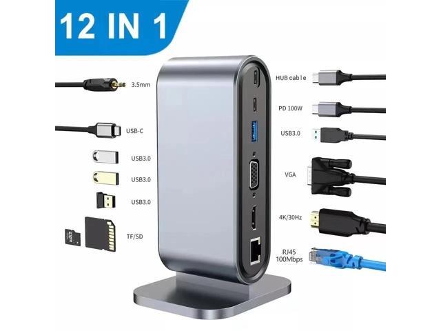 USB C Hub Multiport Adapter 12-in-1 USB C Dongle for MacBook Pro Air ...