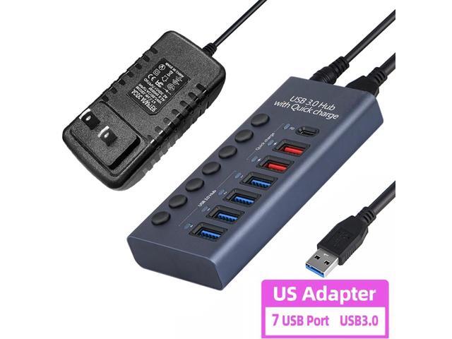 Powered USB Hub,7 Ports USB 3.0 Data Hub with Smart Charging ...