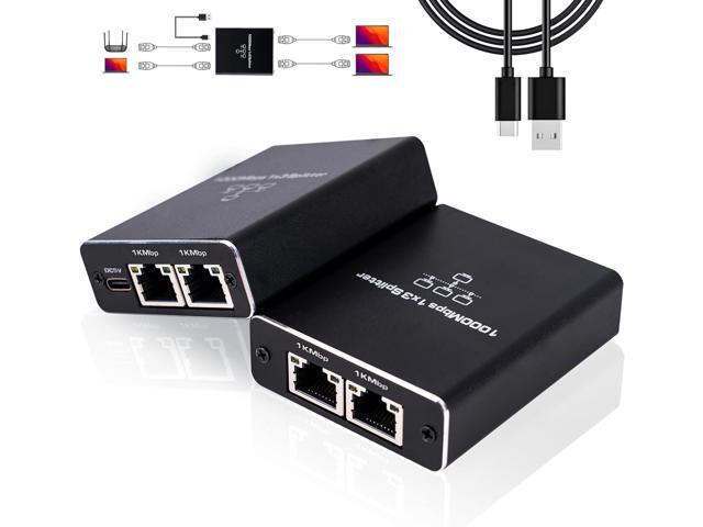 RJ45 Gigabit Splitter Adapter 1 to 3 Dual Female Port Cat5/5e/6/7/8 ...