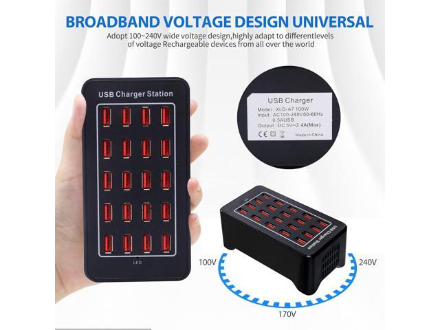 20 Ports USB Charger, 100W 20A Desktop USB Charging Station with iSmart ...