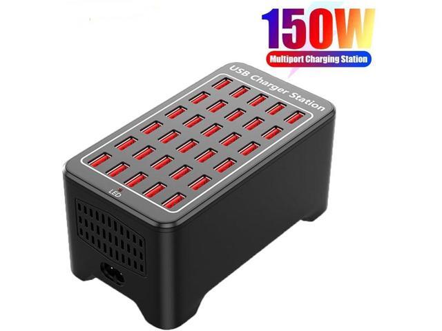30-Port 150W (30 A) USB Charging Station, Home-Sized Desktop USB Fast ...