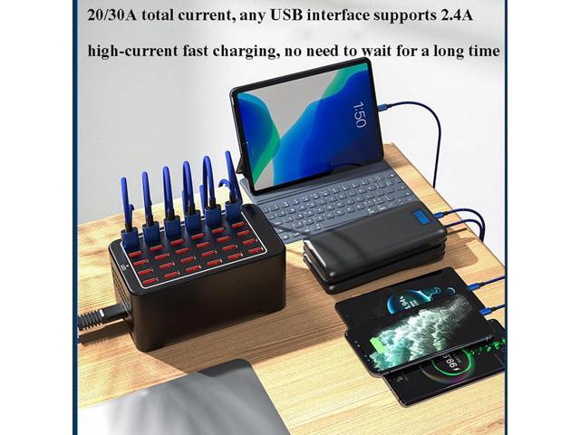 30 Ports USB Charger, 150W 30A Desktop USB Charging Station with iSmart ...