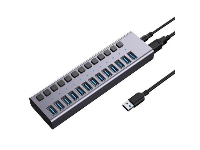 Powered USB 3.0 Hub16 Ports 90W Powered USB Hub Aluminum USB Splitter with Individual On/Off ...