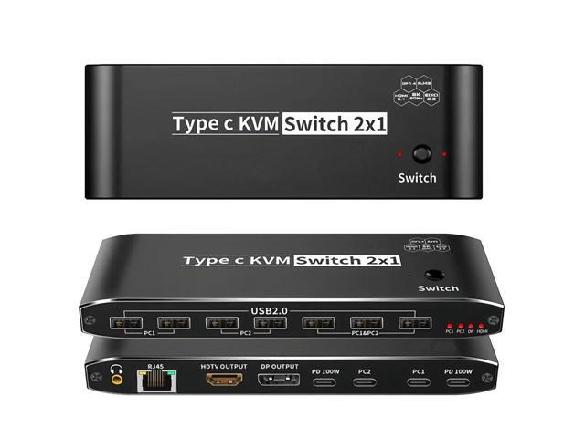 8K USB C KVM Switch 8K@60Hz 4K@120Hz, USB C KVM Switch with and 100W ...