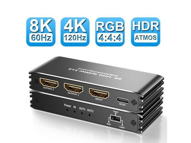 8K@60H HDMI Splitter 1 in 2 Out - Jansicotek 8K Hdmi Splitter 1x2 Ports ...