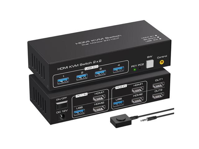 2 Computers 2 HDMI Monitors KVM Switch 8K@60Hz, EDID, Digital Display ...