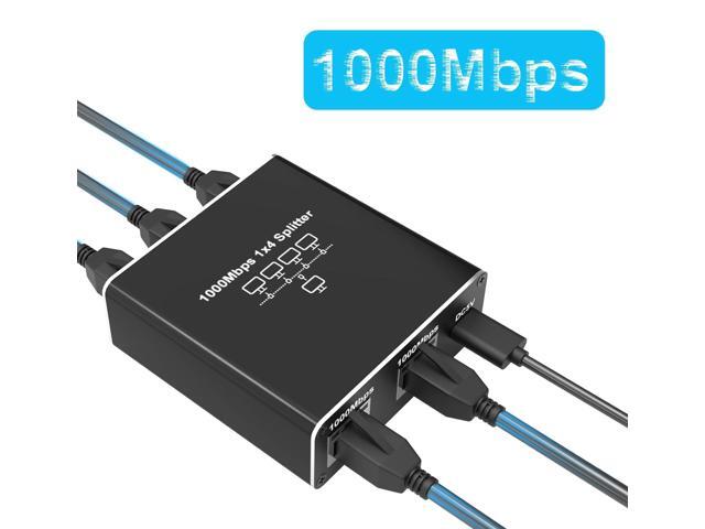Gigabit Ethernet Splitter 1 to 4 High Speed, 1000Mbps Ethernet Splitter ...