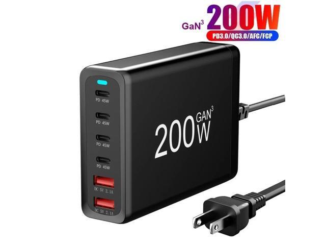 Jansicotek 200W USB Type C Charging Station Hub, 6-Port USB Desk ...