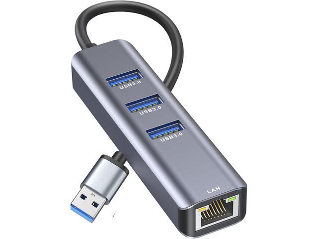 Jansicotek USB 3.0 to Ethernet Adapter, USB A Hub with RJ45 1Gbps ...