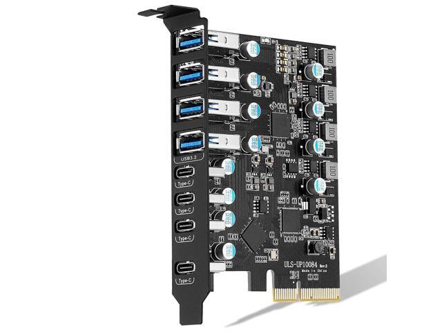 Jansicotek 8 Ports PCI-E to USB 3.2 Gen 2 Expansion Card, 10Gbps High Speed USB3.2 PCI-E X4 X8 ...