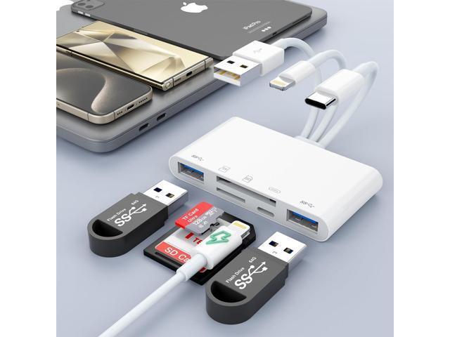 Jansicotek Multi-Port 5 in3 SD Card Reader, Micro SD to USB OTG Adapter ...