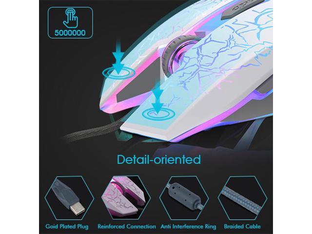 Jansicotek Gaming Mouse Wired [2400 DPI] [ Breathing Light] Ergonomic Game Computer Mice with 6 ...