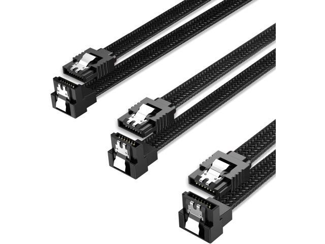 3PACK SATA Cable III 3 Pack 90 Degree Straight to Right Angle 6Gbps HDD ...