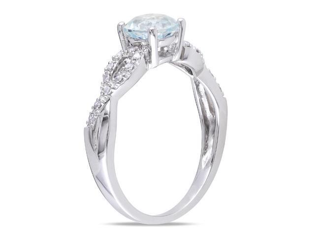 Aquamarine Infinity Ring 6/7 Carat (ctw) with Diamonds in 10K White ...