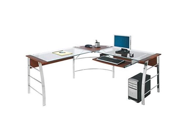 Refurbished: Realspace Mezza 62" W L-Shaped Desk 620475 - Cherry/Chrome ...