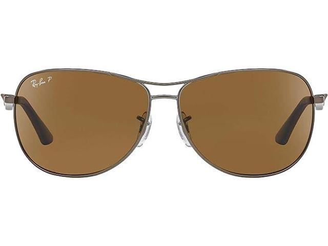 Refurbished: Ray-Ban Men's RB3519 Aviator Brown Lenses Matte Gunmetal ...