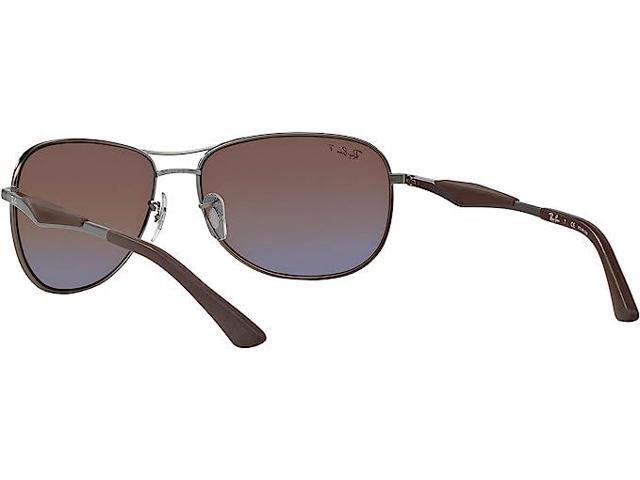 Refurbished: Ray-Ban Men's RB3519 Aviator Brown Lenses Matte Gunmetal ...