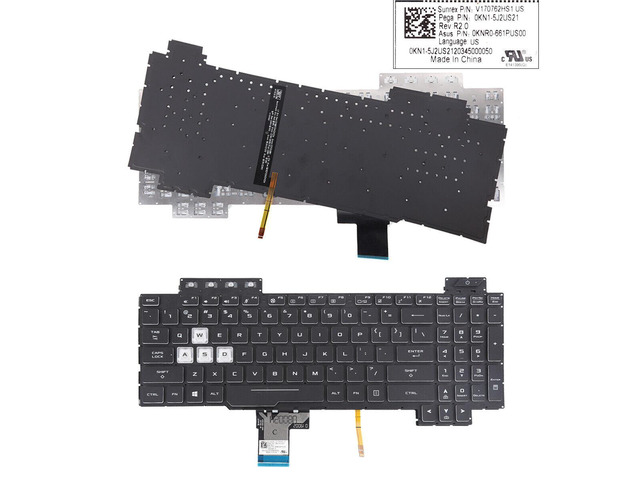 0US Keyboard For Asus TUF Gaming FX505 FX504 FX705 FX80 Black W A S D ...
