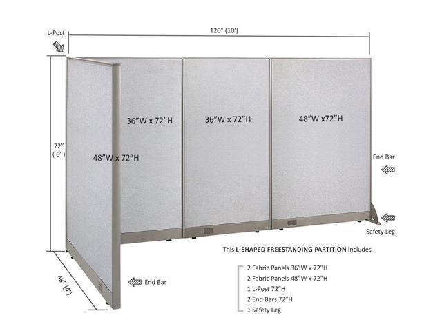 GOF L-Shaped Freestanding Wall Partition 48D x 120W x 72H / Office ...
