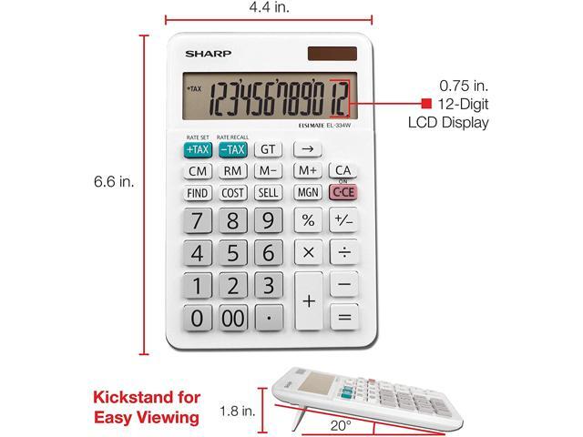 Sharp EL-334W Large Desktop Calculator 12-Digit LCD EL334W - Newegg.com