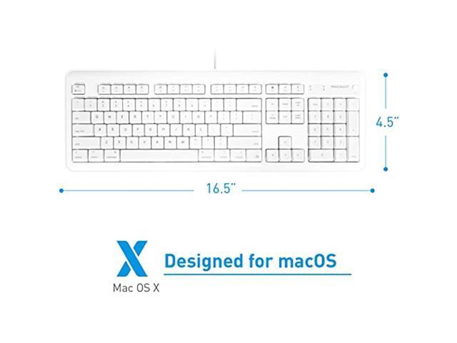 Macally Full Size USB Keyboard with 2 USB Ports for Mac - White ...