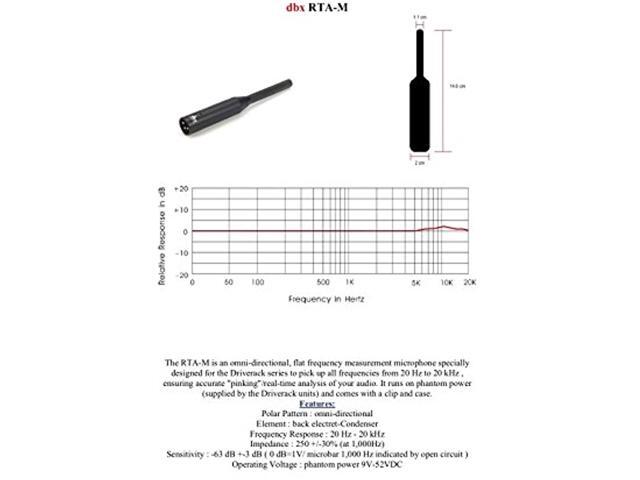 DBX RTA-M - Reference Microphone Real Time Audio Analyzing Mic Perfect ...