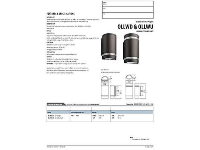 Lithonia Lighting OLLWU P1 40K Ddb M6 Led Outdoor Cylinder up and Down ...