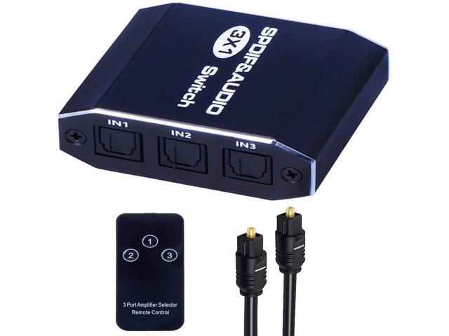SPDIF Optical Audio Switch 3 in 1 Out, Digital Optical Audio Splitter ...